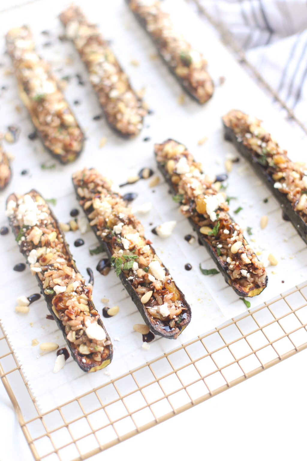 Mediterranean Grilled Zucchini Boats Stuffed with A Delicious Wild Rice ...