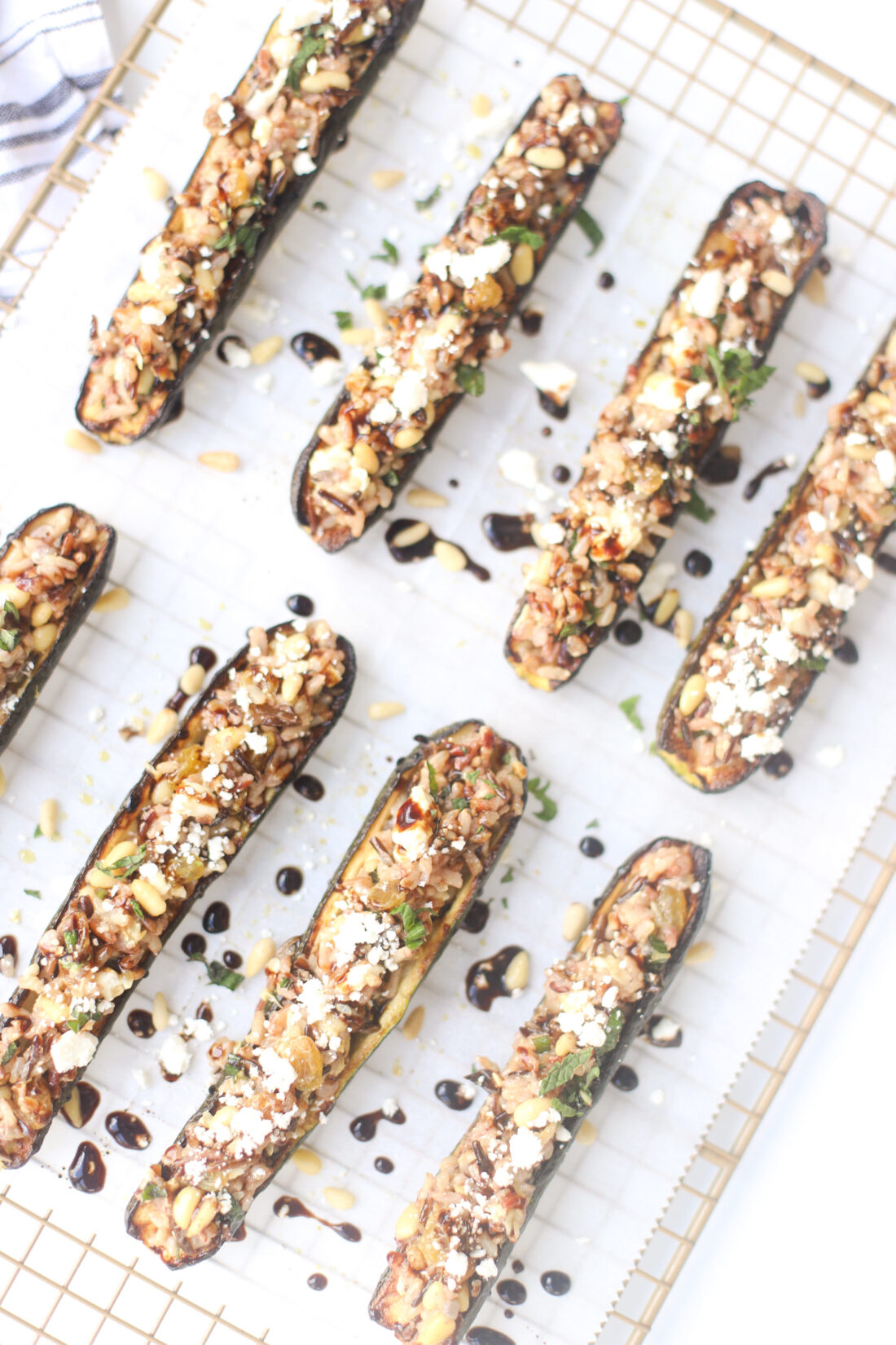 Mediterranean Grilled Zucchini Boats Stuffed with A Delicious Wild Rice ...