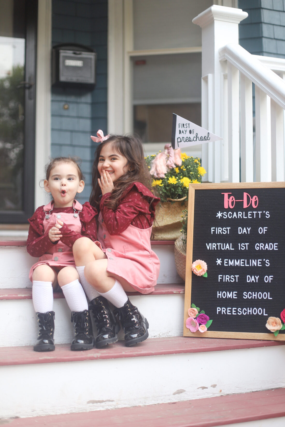 The Girls’ First Day of School (At Home) + What We Are Doing For School ...