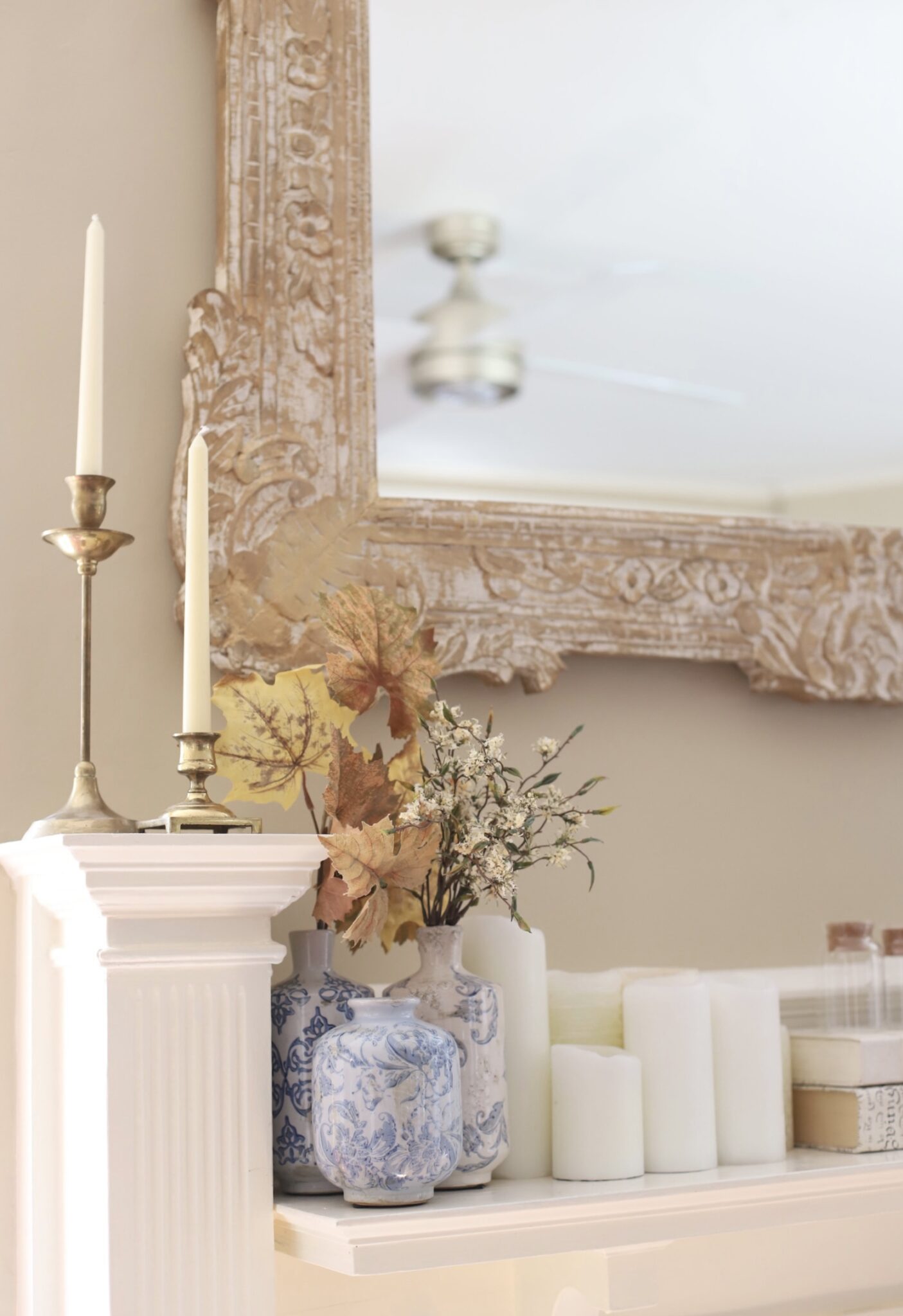 A Far From Perfect Blue and White Fall Mantle - Glitter, Inc.