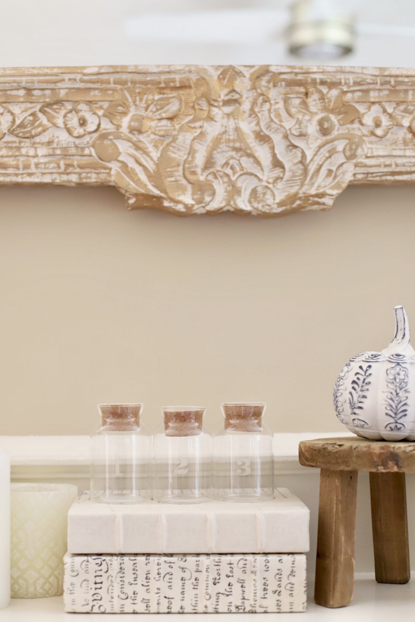 A Far From Perfect Blue and White Fall Mantle - Glitter, Inc.