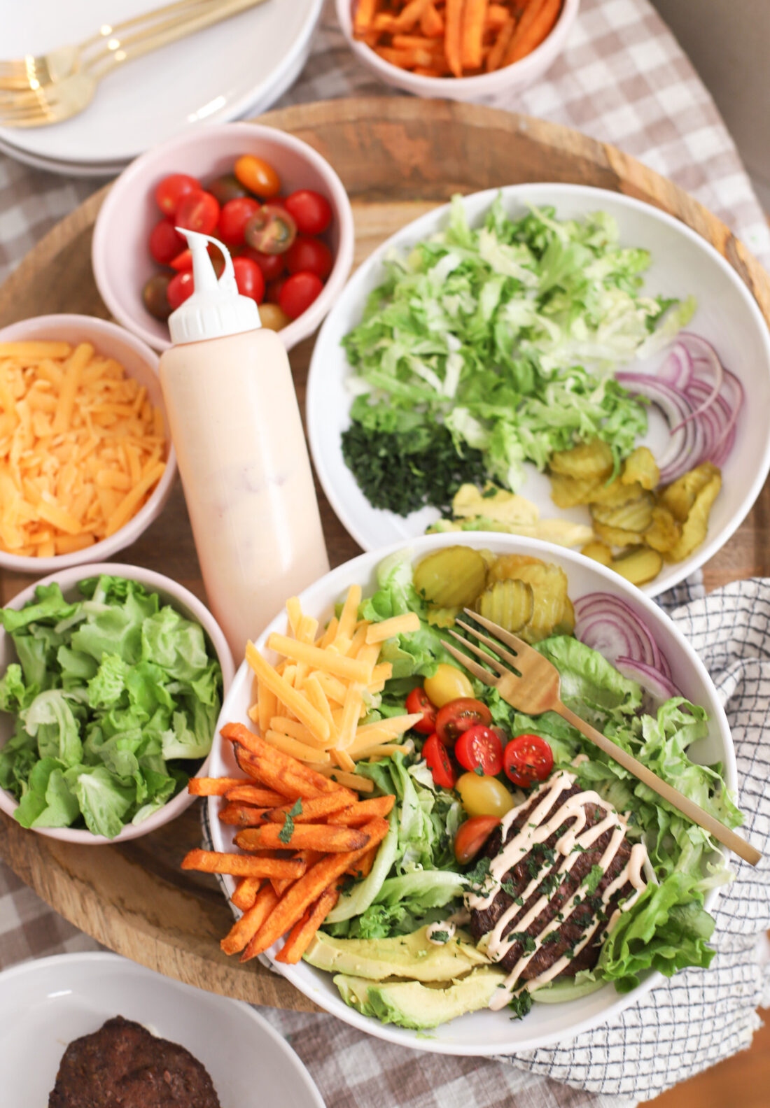 Easy Loaded Burger Bowls with the Best Sauce - Glitter, Inc.